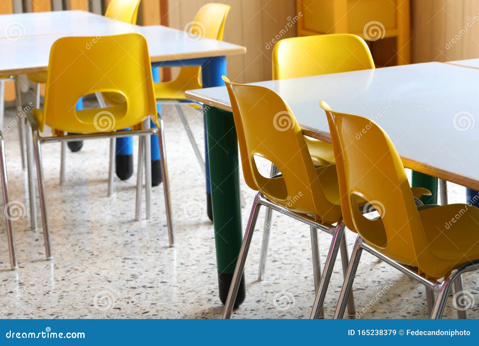 Small Chairs and a Little Tables in the Classroom Stock Image - Image ...