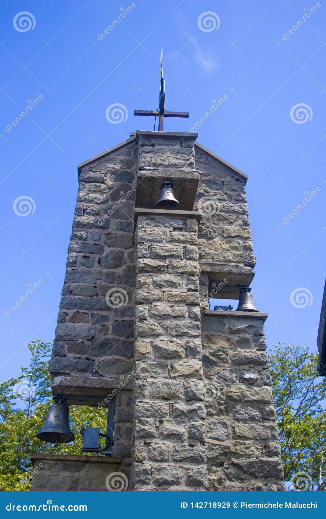 Mountain Church with Stone Bell Tower Stock Image - Image of bread ...