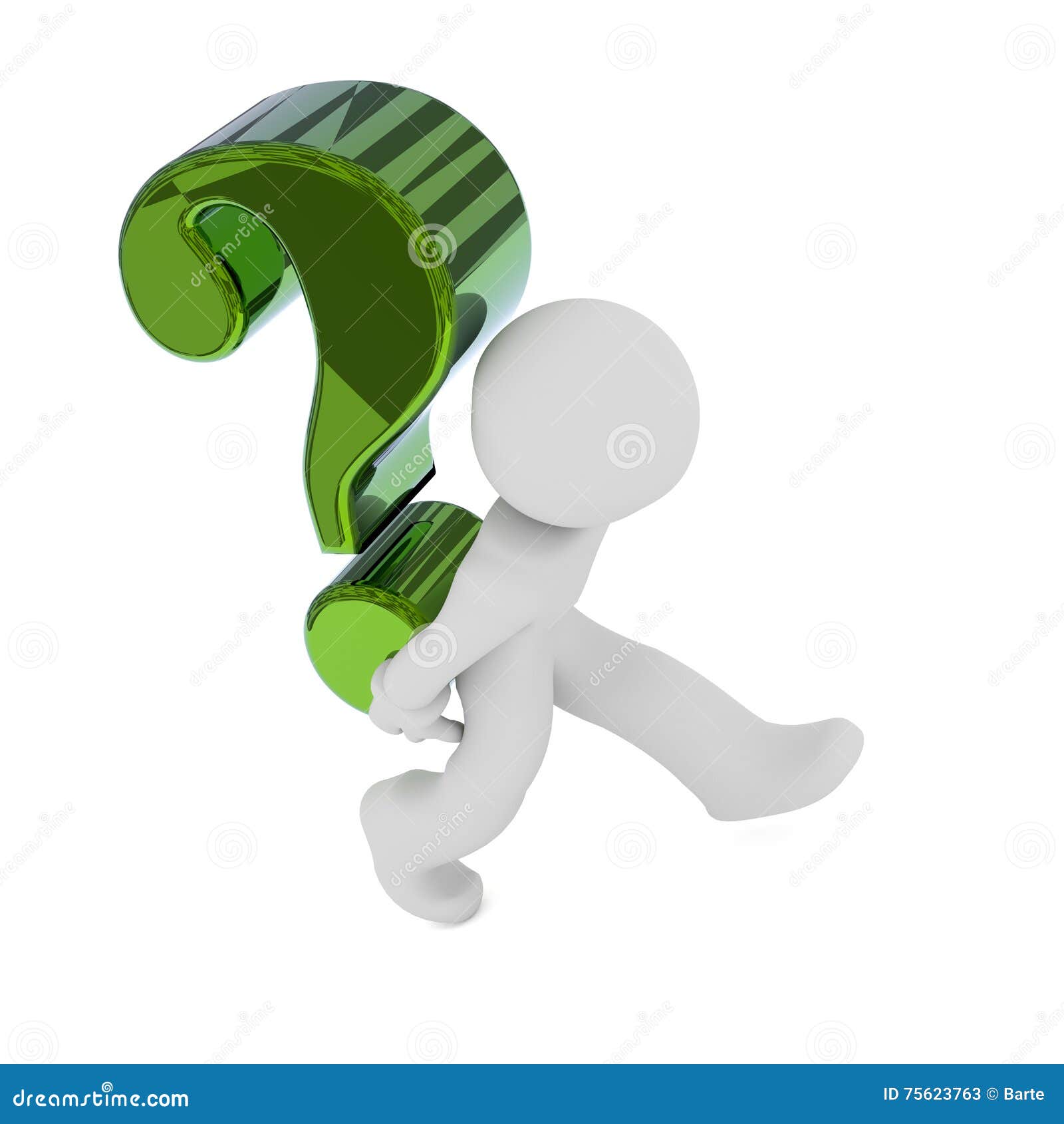 Small Character with a Big Question Mark, 3d Render Stock Illustration ...