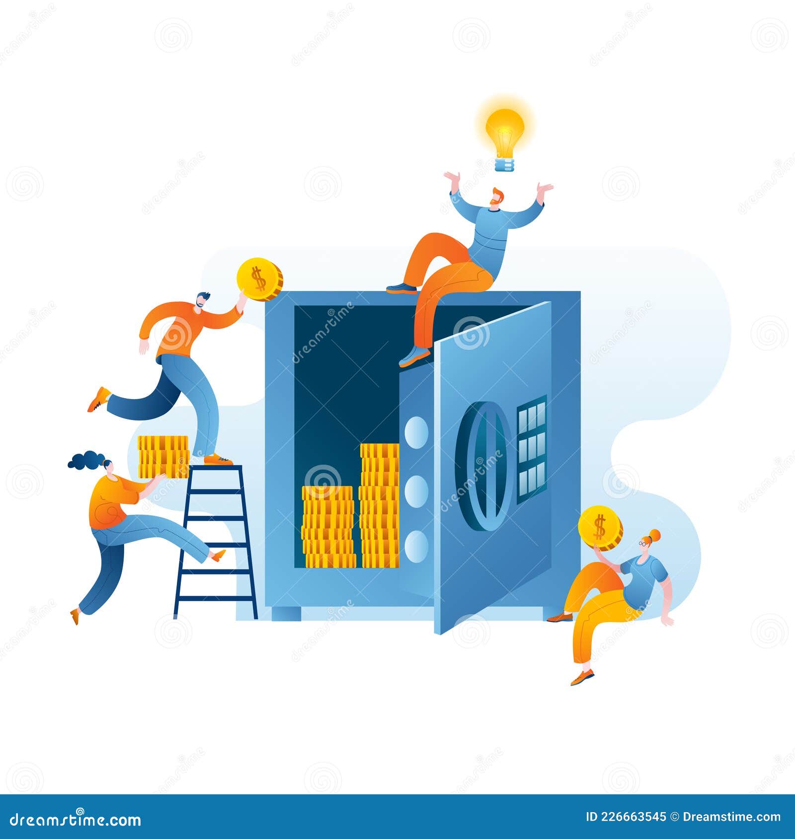 Small Characters Girl Feminists And Big Venus Symbol, Trendy ...