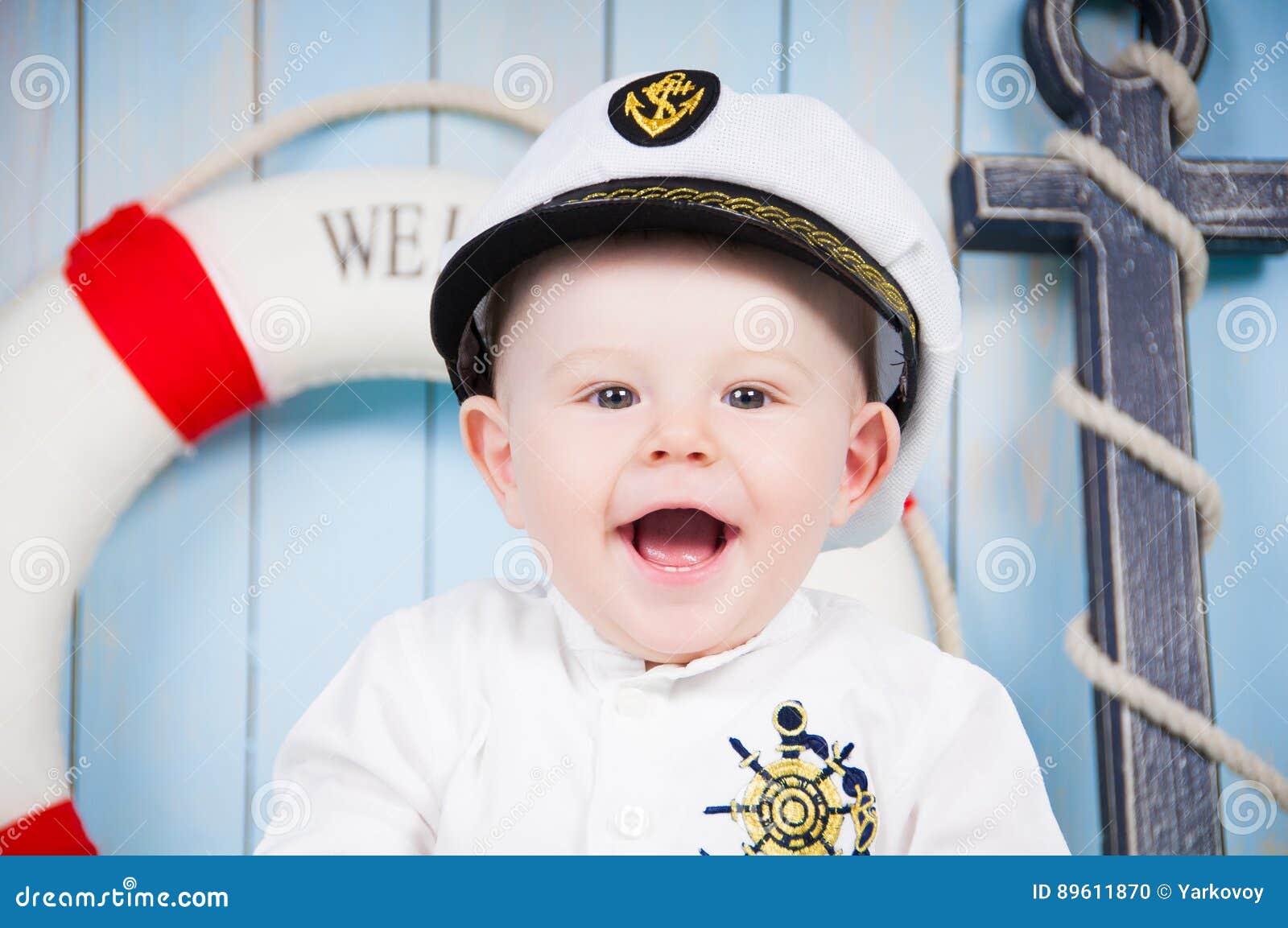A Small Cheerful Captain in a Maritime Interior Stock Photo - Image of ...