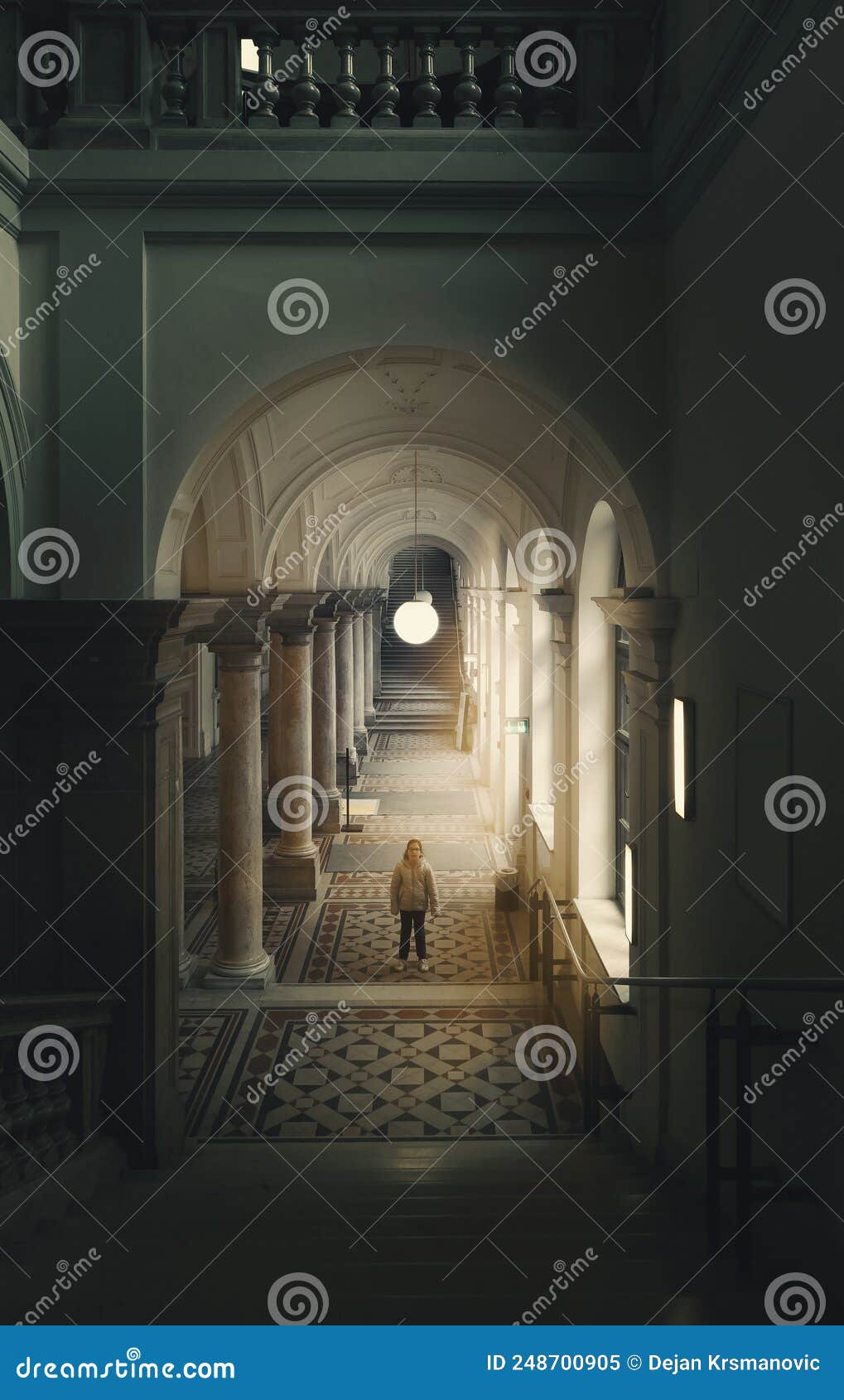 Small Child in a Big Old Hall Stock Image - Image of historical ...