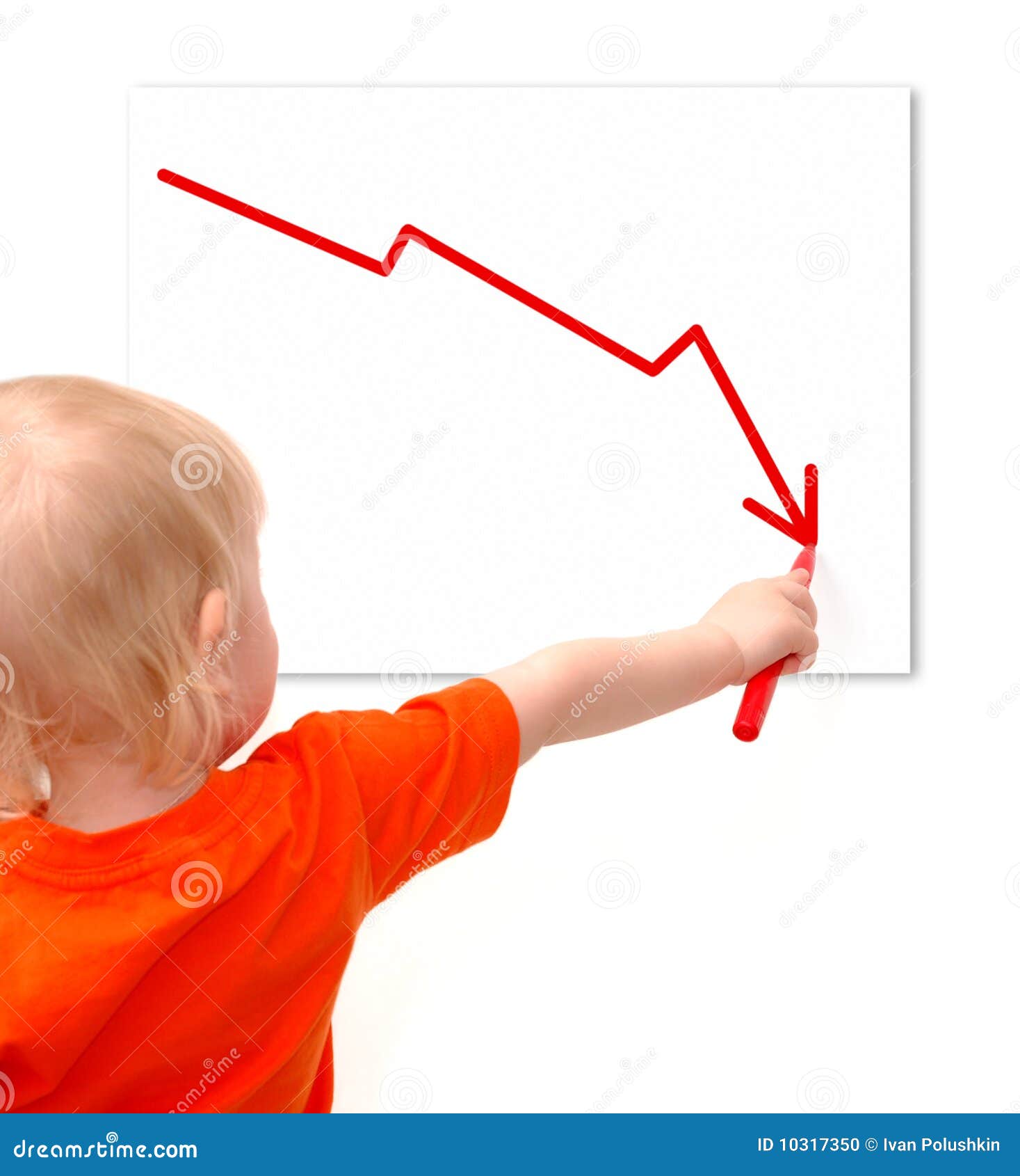Small Child Draws the Recession Graph Stock Photo - Image of artist ...