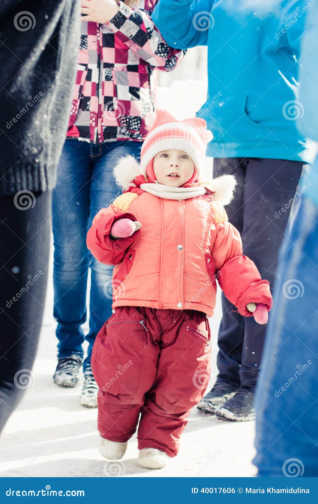 Small Child Lost in a Crowd of Strangers Stock Photo - Image of jacket ...