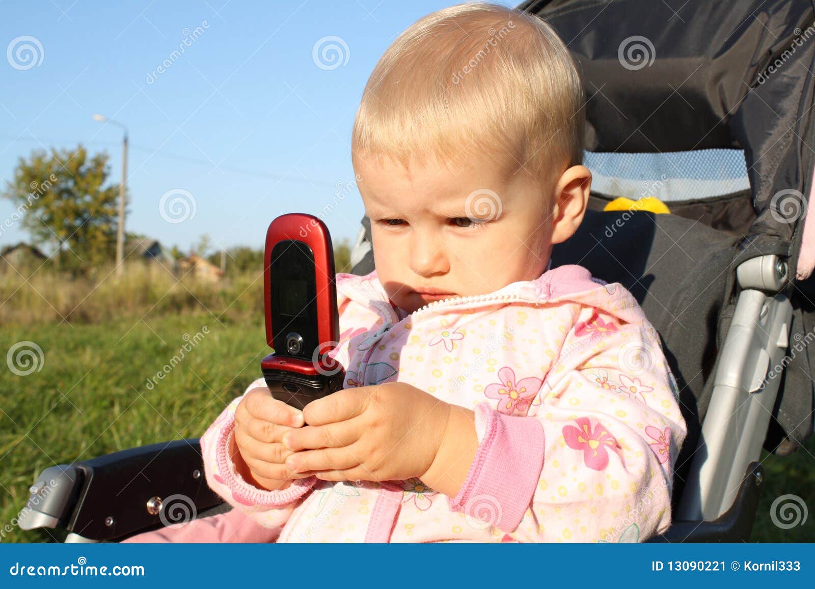 The Small Child with Phone. Stock Image - Image of movement ...