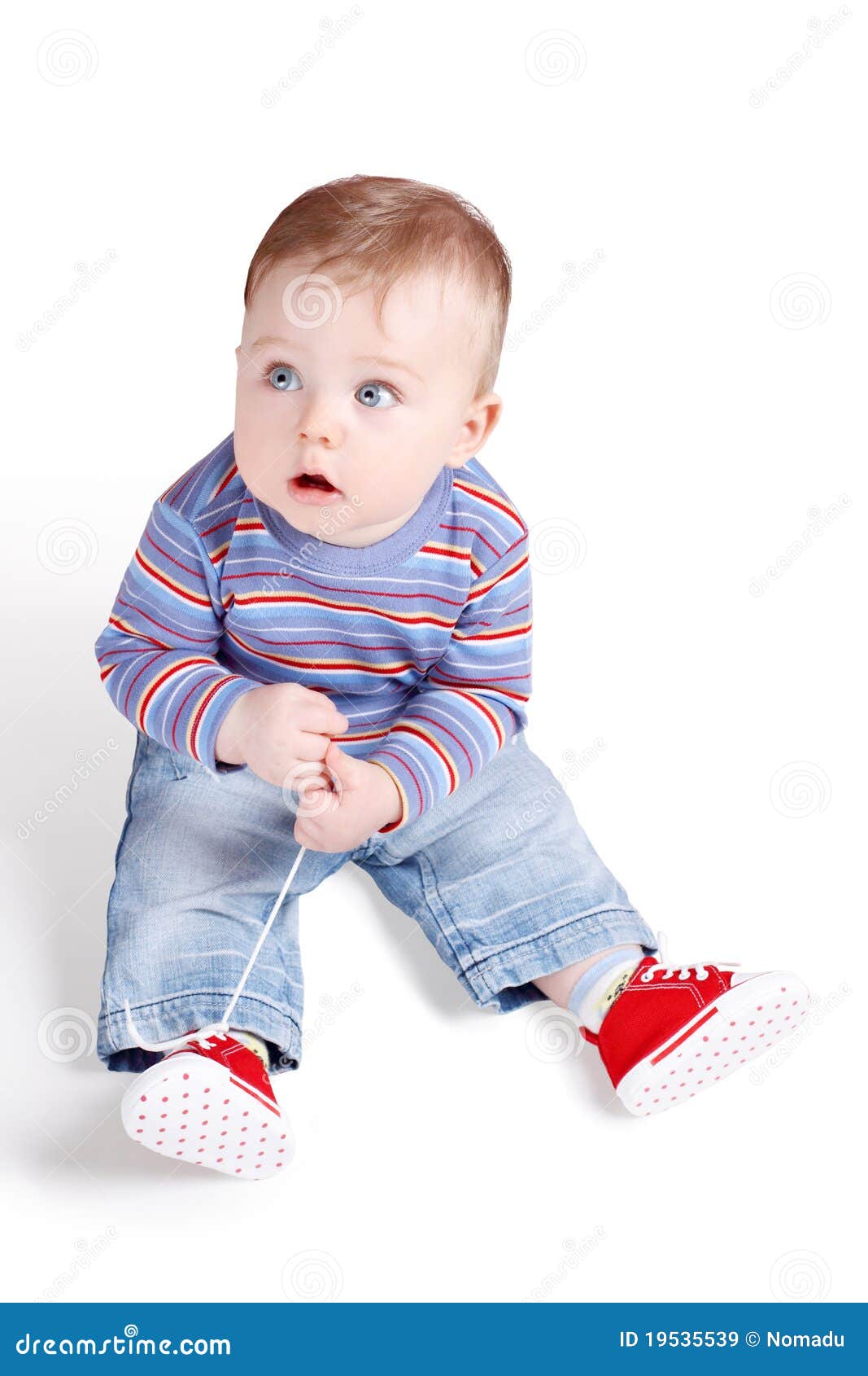 Small Child Playing with His Shoe-laces Stock Image - Image of small ...