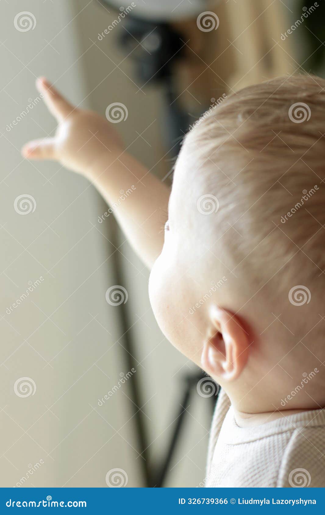 A Small Child Points a Finger Up Stock Photo - Image of childhood, baby ...