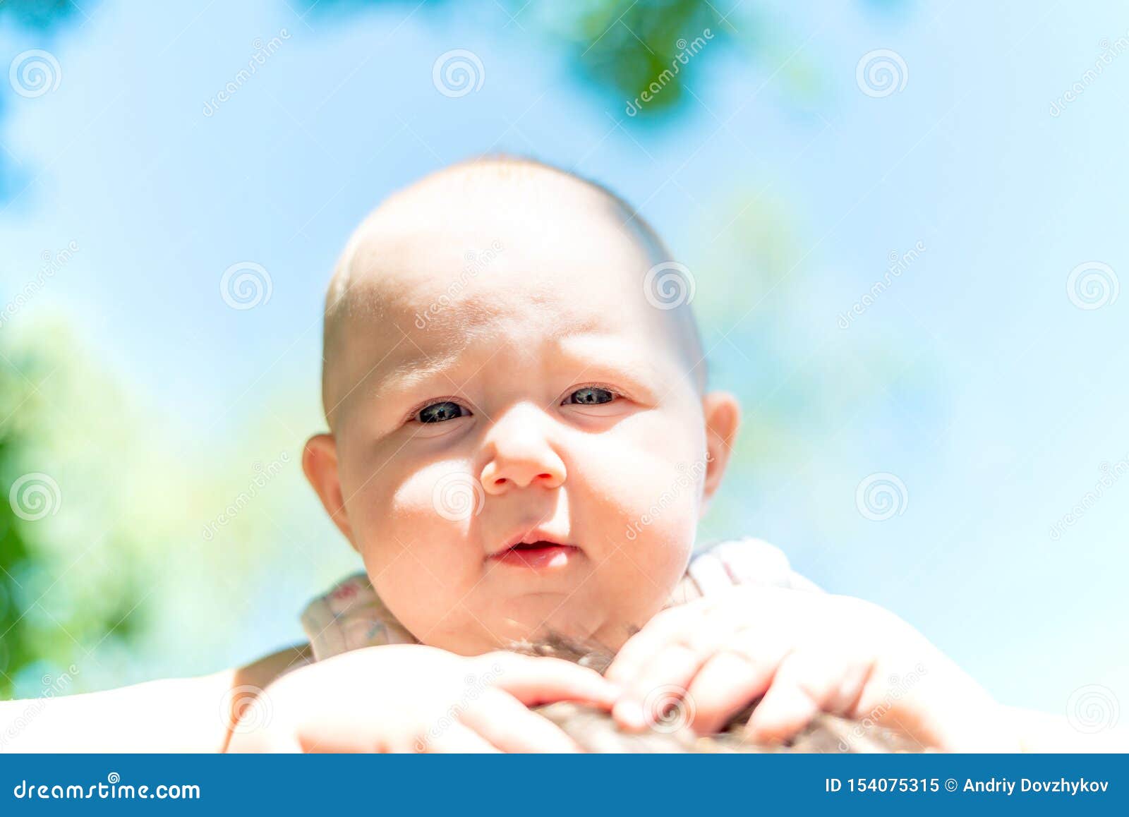 A Small Child is Sitting on His Father`s Neck Stock Image - Image of ...