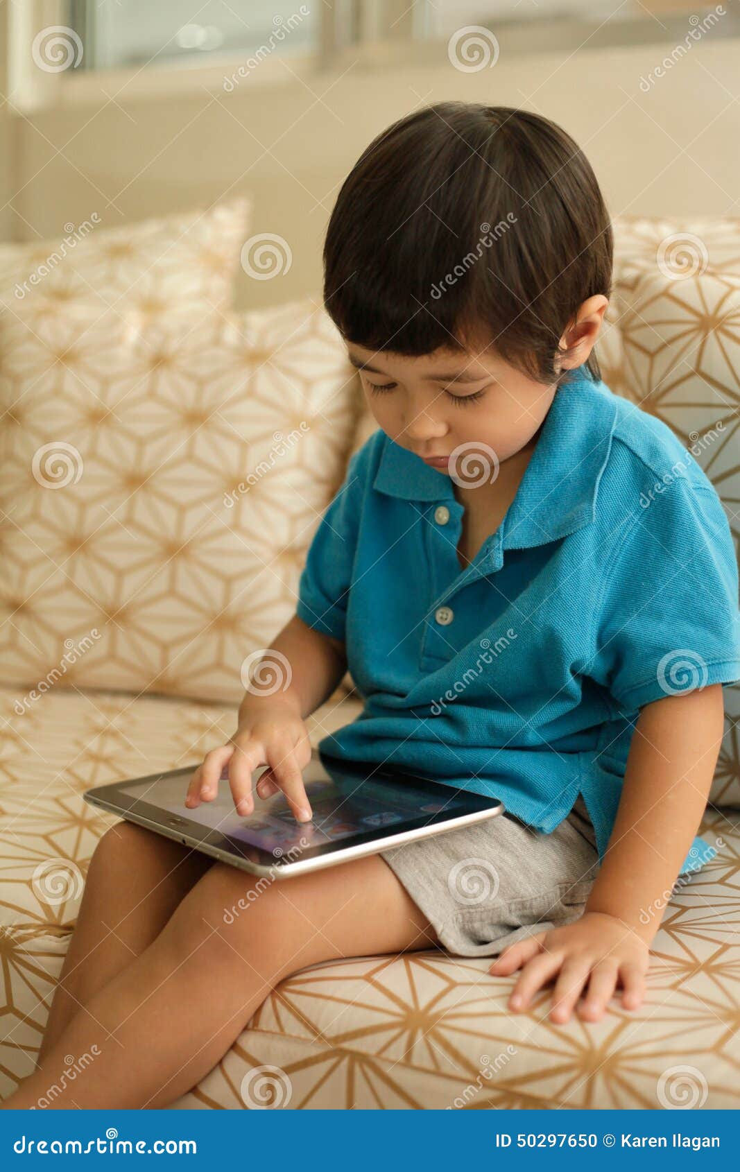 Small Child Using a Digital Tablet Stock Photo - Image of child ...