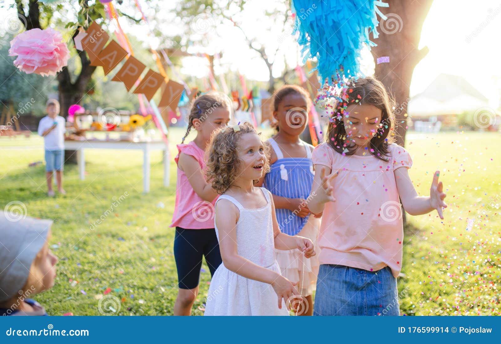 Small Children Outdoors in Garden in Summer, Playing. Stock Photo ...