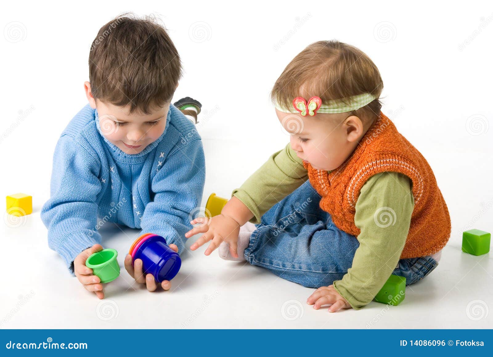 Small Children Play with Blocks Stock Photo - Image of game, baby: 14086096