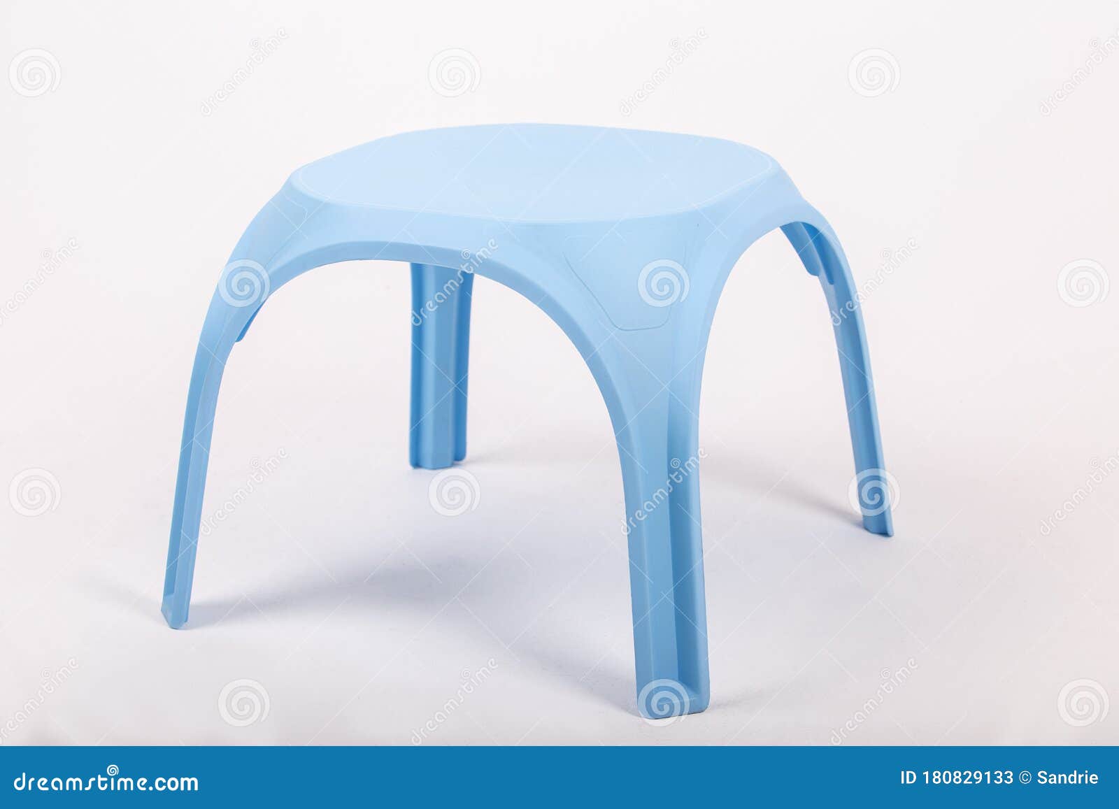 Blue Plastic Childrens Table on White Background Stock Image - Image of ...