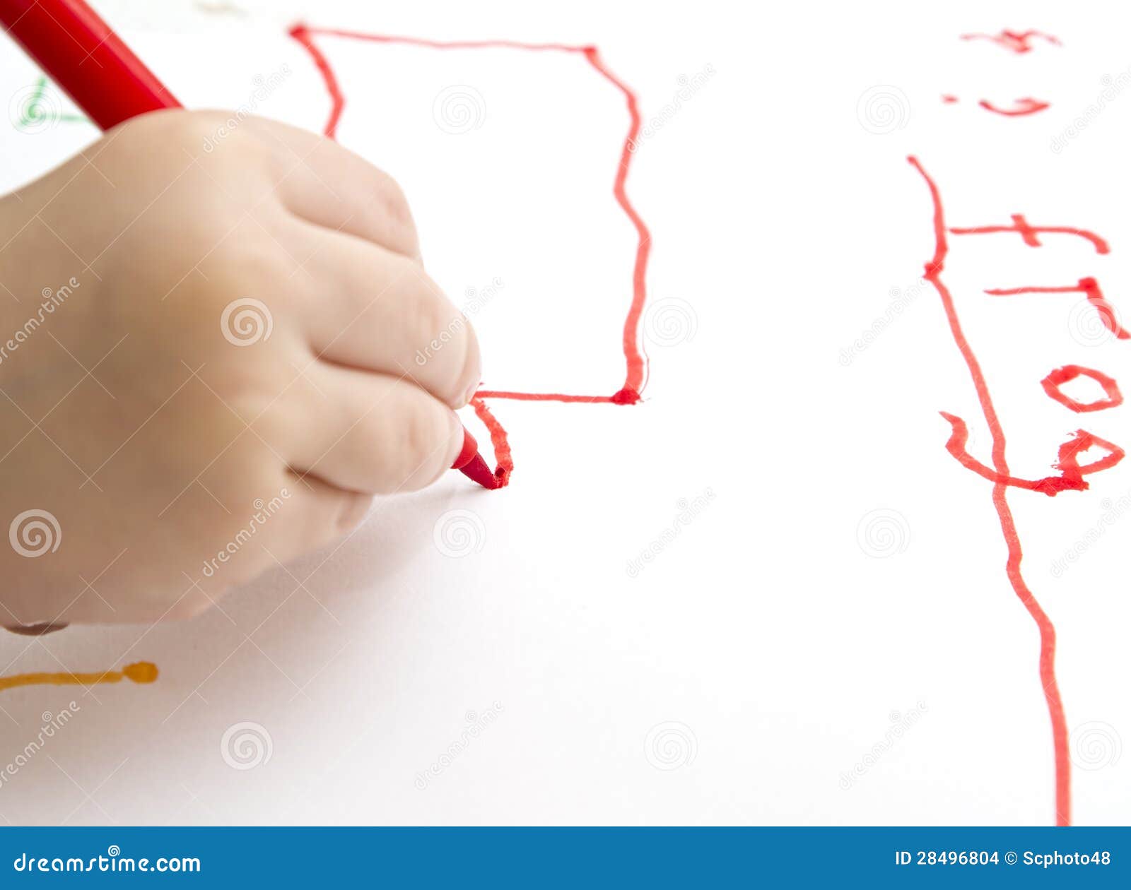 Small childs hand drawing stock photo. Image of draw - 28496804