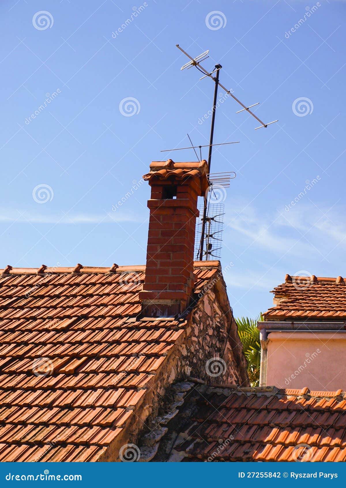 Small Chimney on the Roof of Red Tiles Stock Photo - Image of tile ...