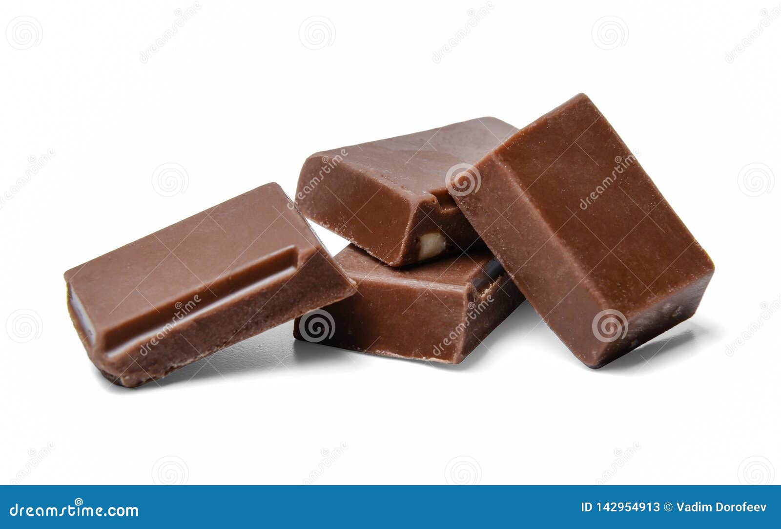 Small Chocolate Bars in a Chaotic Mess on a White Isolated Background ...