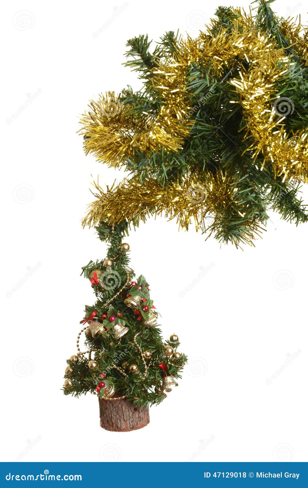 Small Christmas Tree Hanging on Branch Stock Photo - Image of ball ...