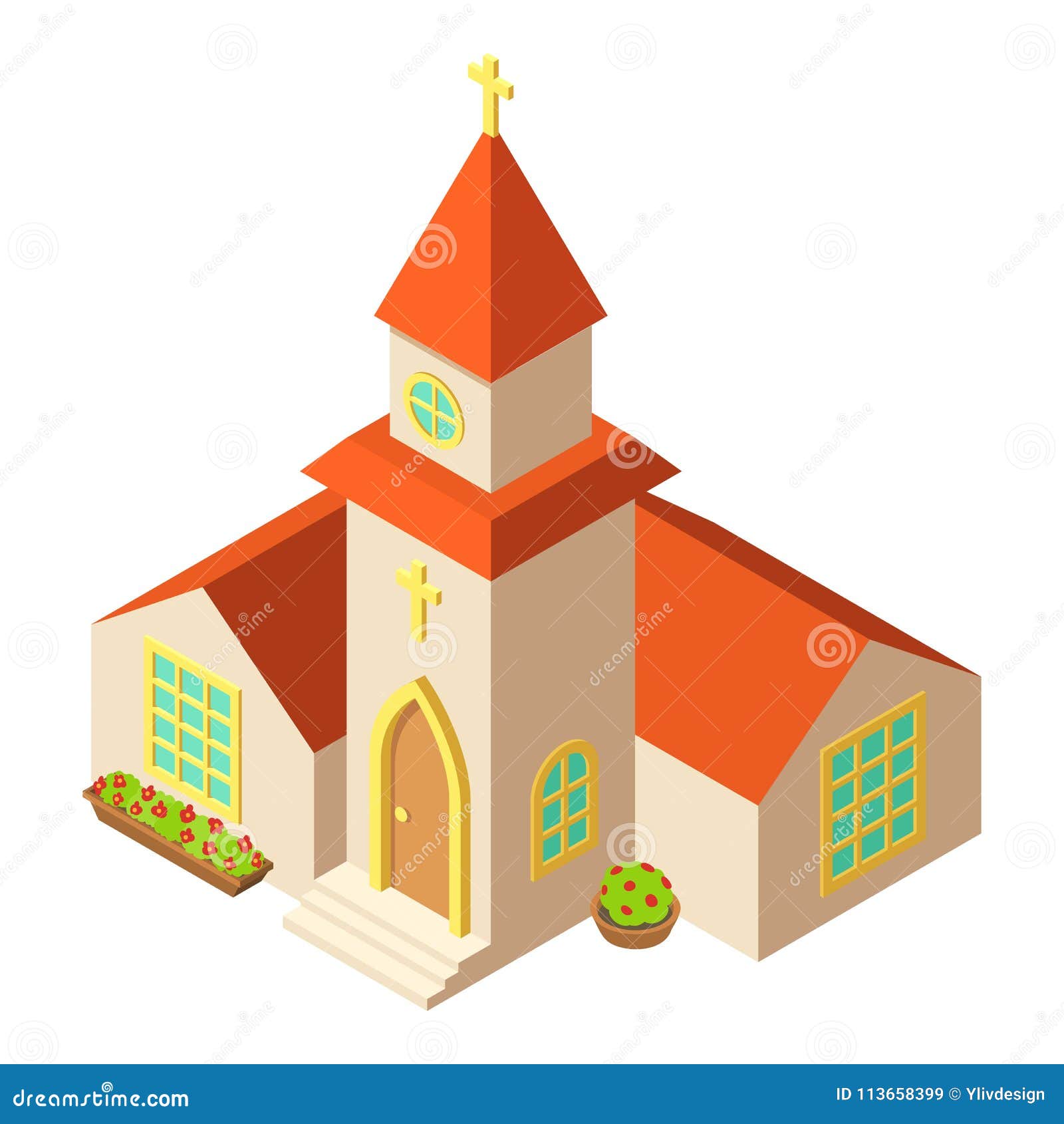 Small Church Icon, Isometric Style Stock Vector - Illustration of ...