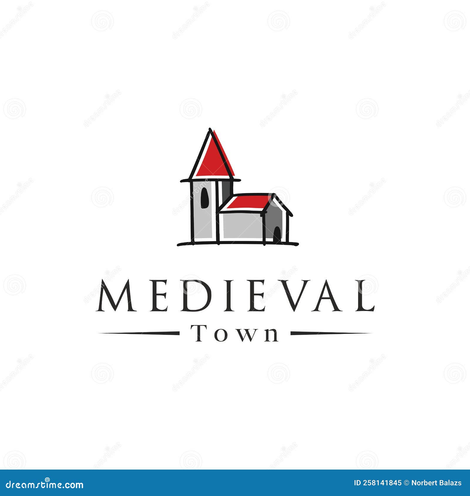 Medieval Town Vector Logo Template. Small Church Logo. Stock Vector ...