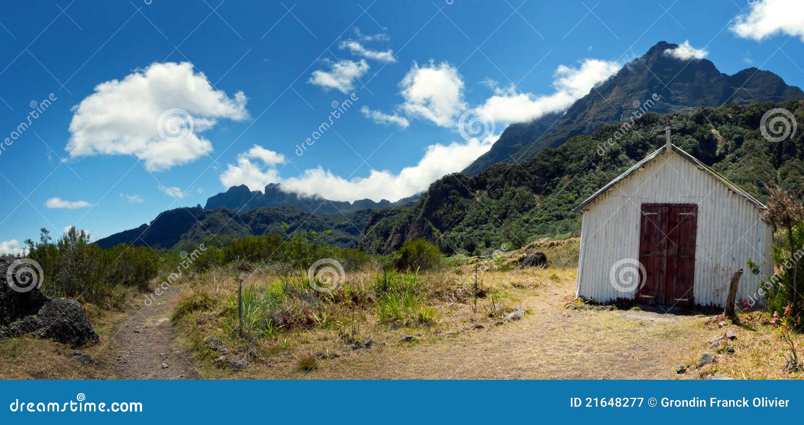 Small church in mountains stock image. Image of mafate - 21648277