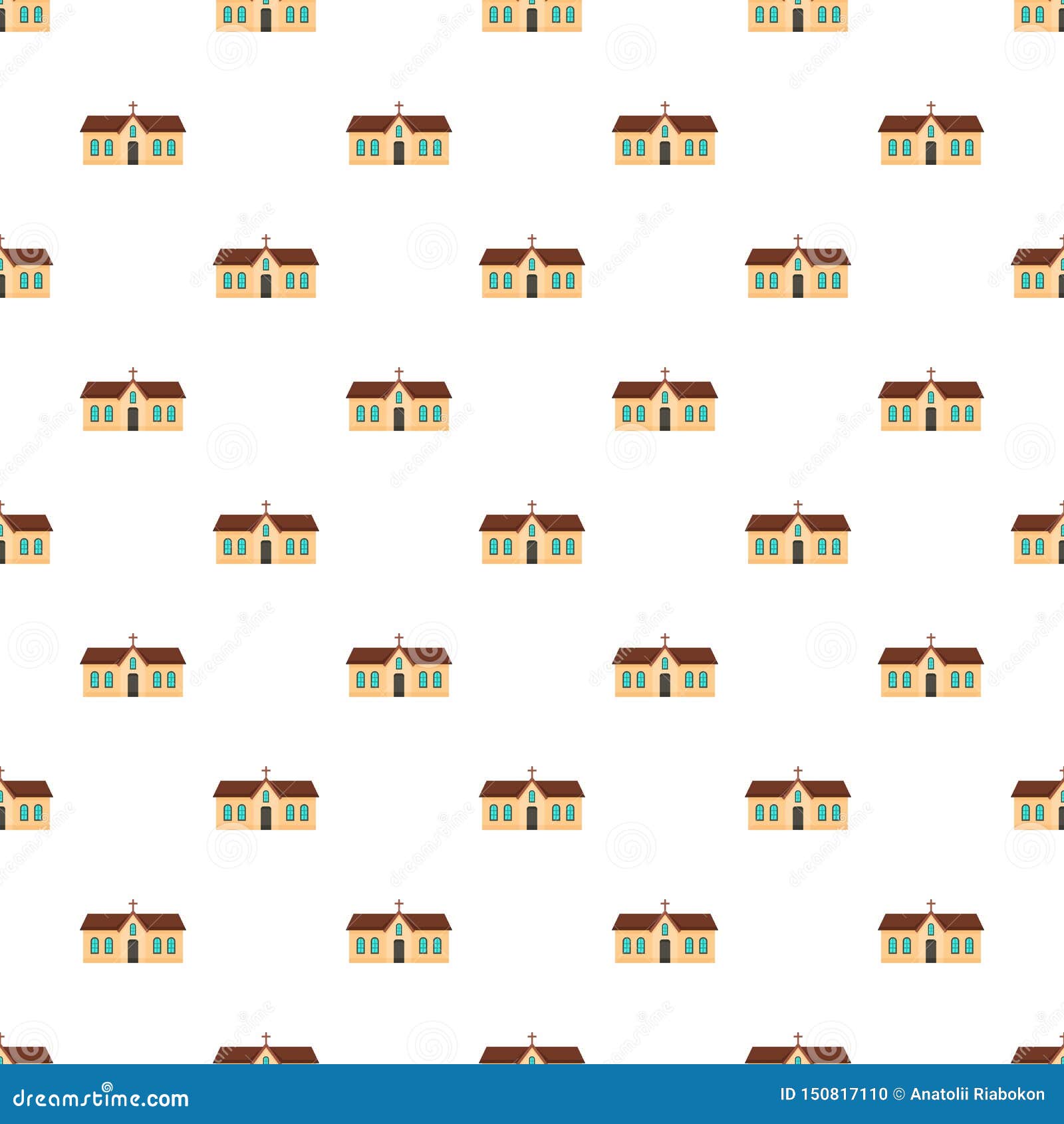 Small Church Pattern Seamless Vector Stock Vector - Illustration of ...
