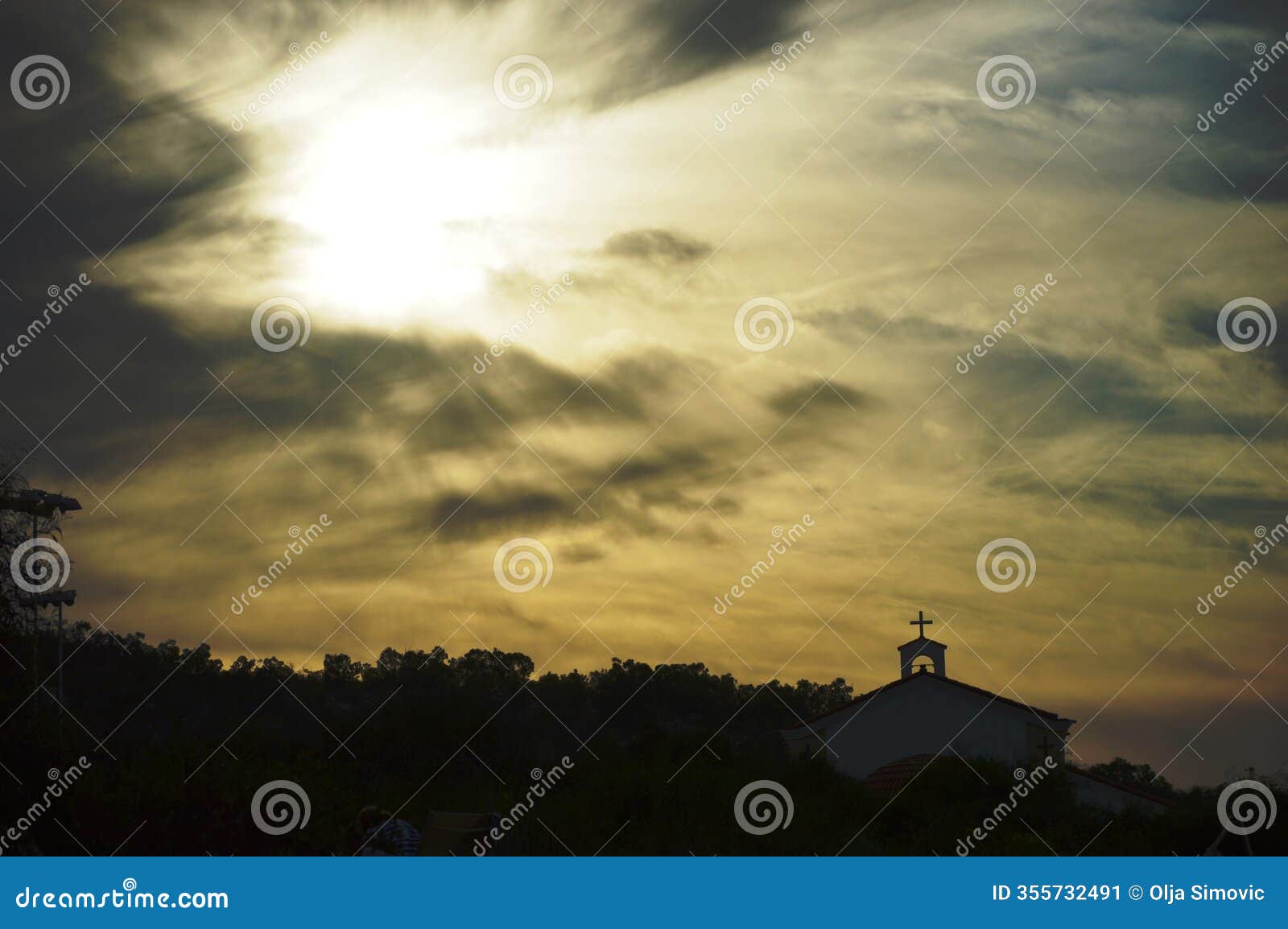 Small church and sunset stock image. Image of small - 355732491