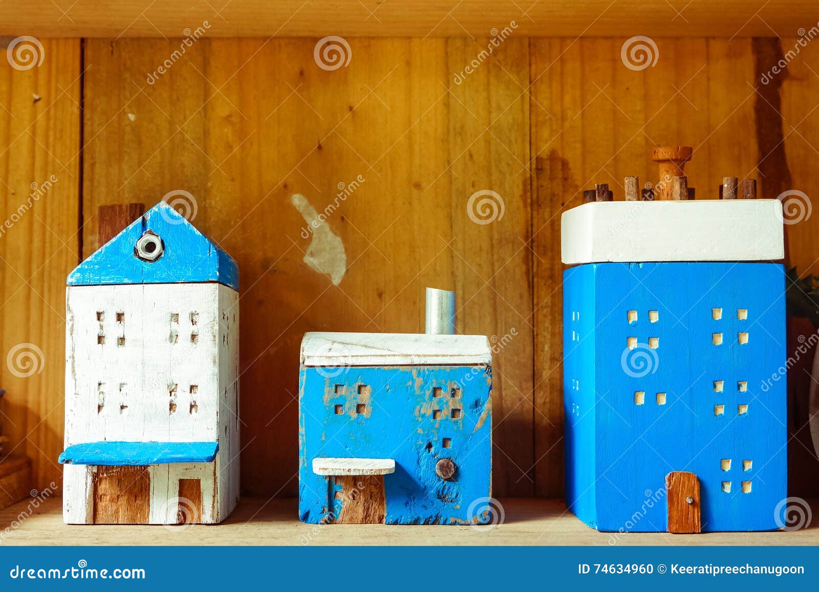 Small Clay House Model in Woodshelf Interior Decorate Stock Photo ...