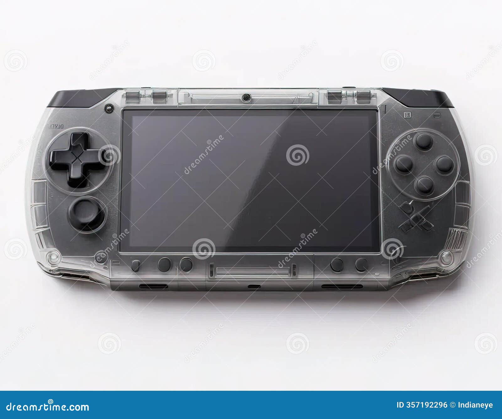 A Small, Clear, Plastic Device with a Black Screen Sits on a White ...