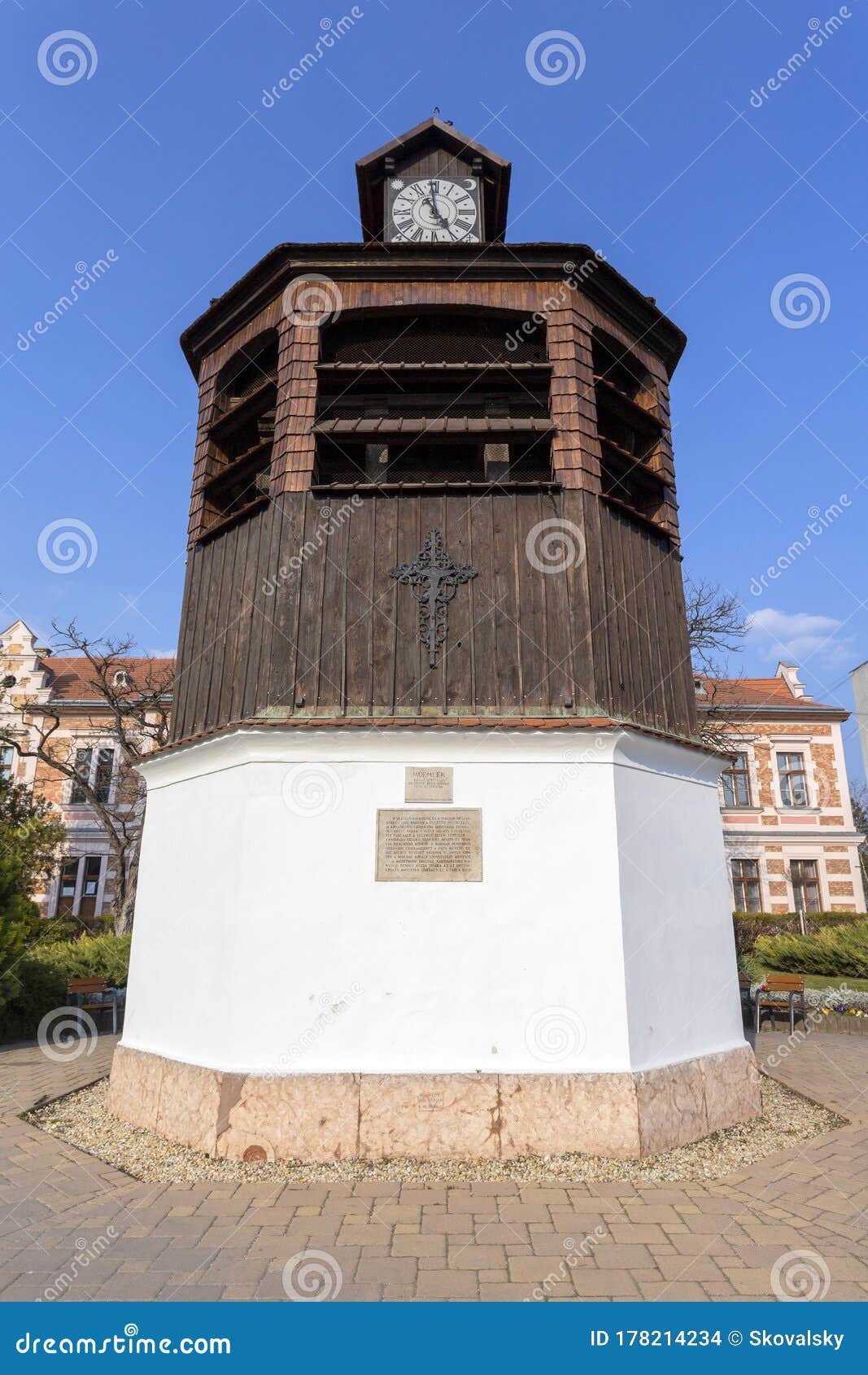 Small Clock Tower in Tata, Hungary Stock Photo - Image of garden ...