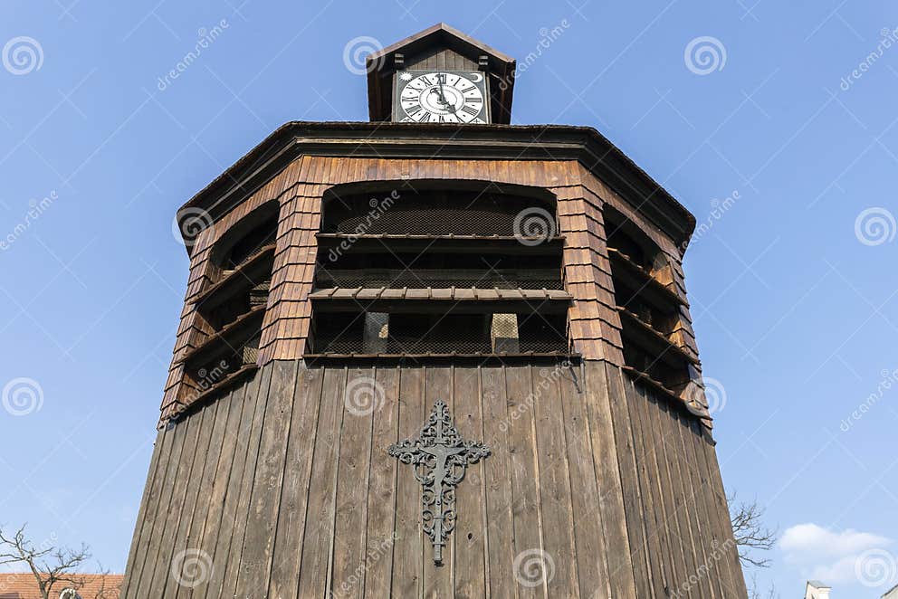 Small Clock Tower in Tata, Hungary Stock Image - Image of wooden, cross ...