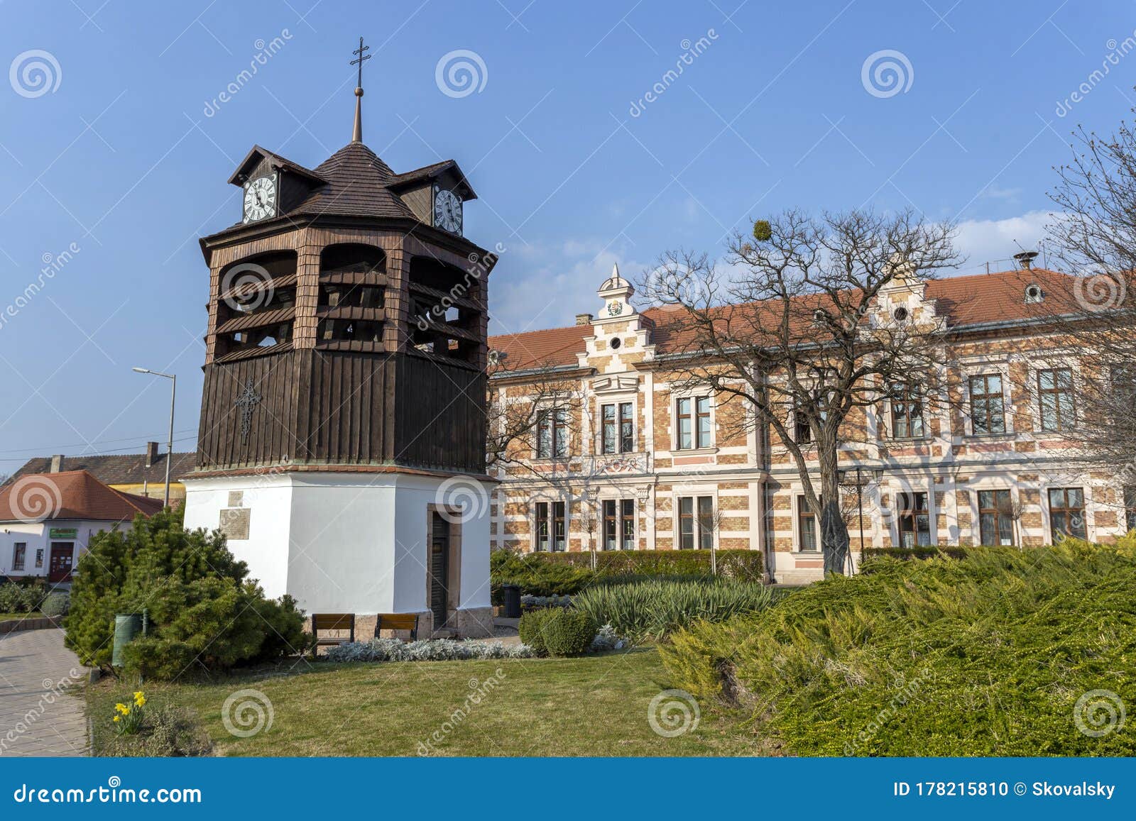 Small Clock Tower in Tata, Hungary Stock Photo - Image of religious ...