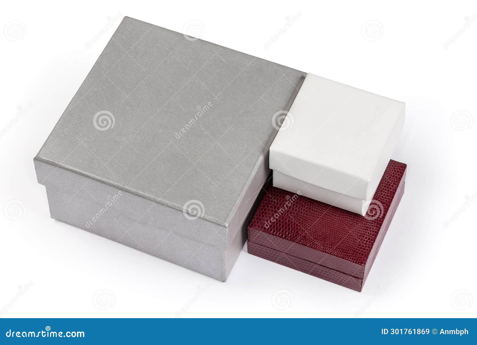 Small Closed Square Cardboard Boxes Different Sizes and Colors Stock ...