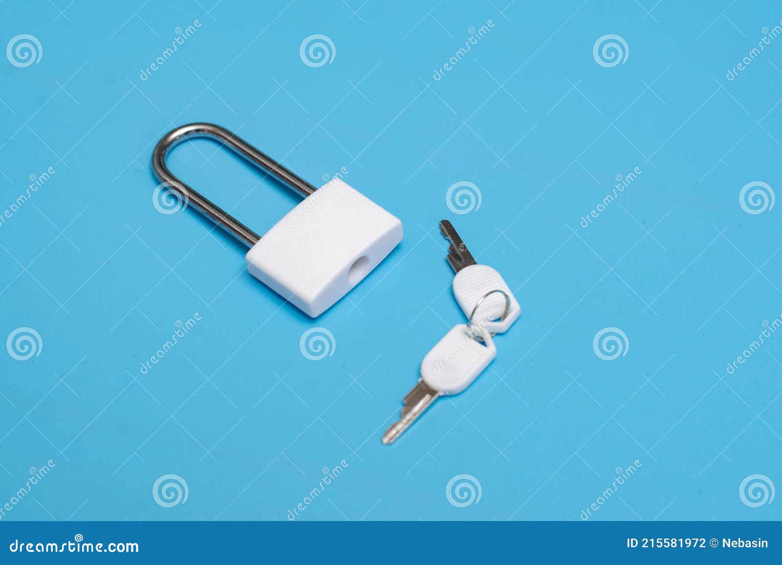 Small Closed White Padlock on a Blue Background Stock Photo - Image of ...