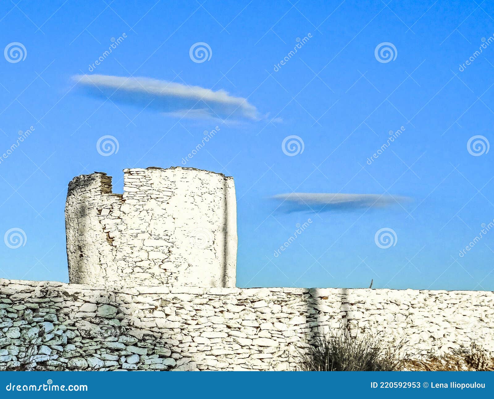 Windmill Destroyed by the Wind Against the Blue Sky Stock Image - Image ...