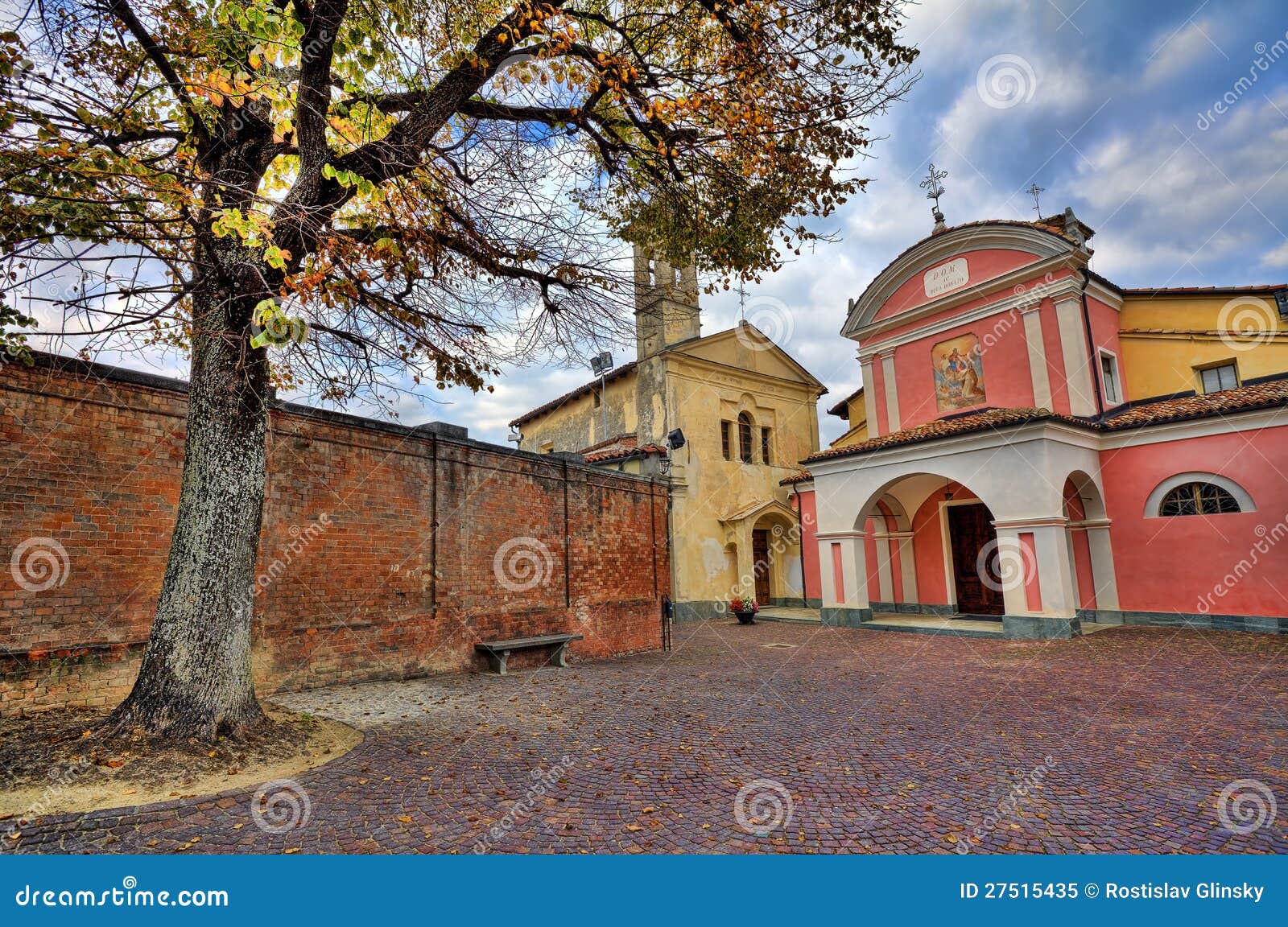Small Cobbled Courtyard. Barolo, Italy. Stock Image - Image of ...