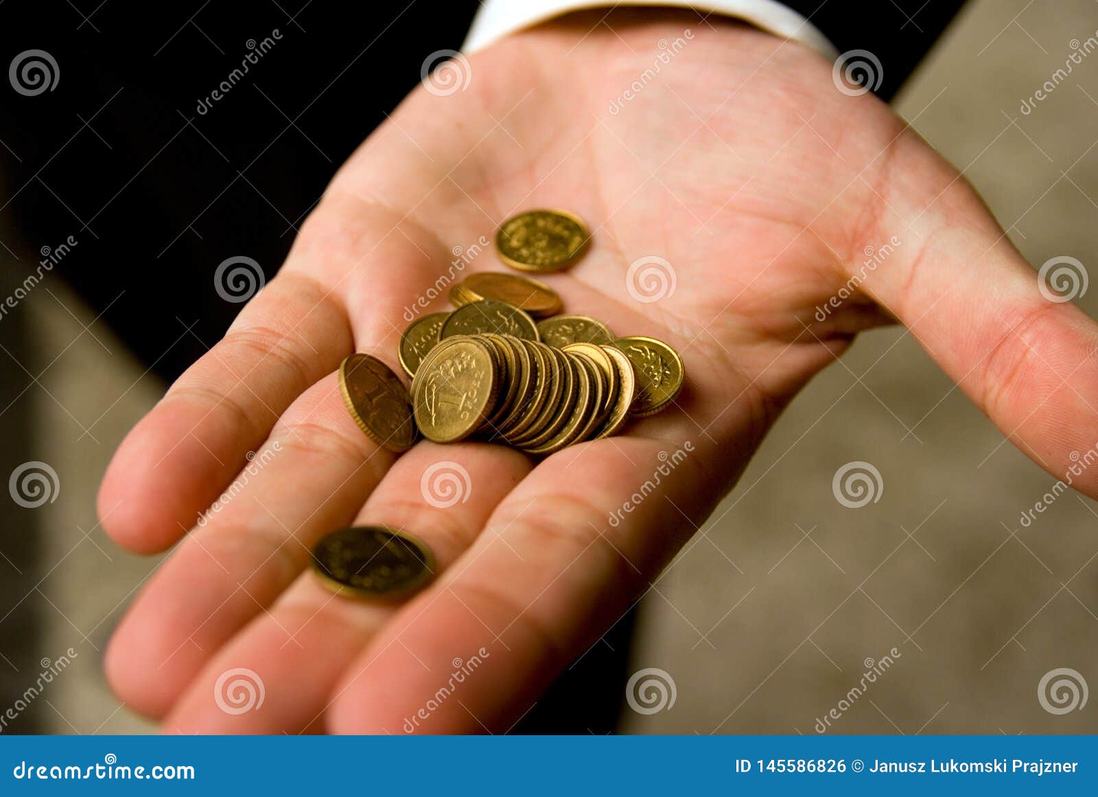 Coin in hand stock photo. Image of bilon, finger, bank - 145586826