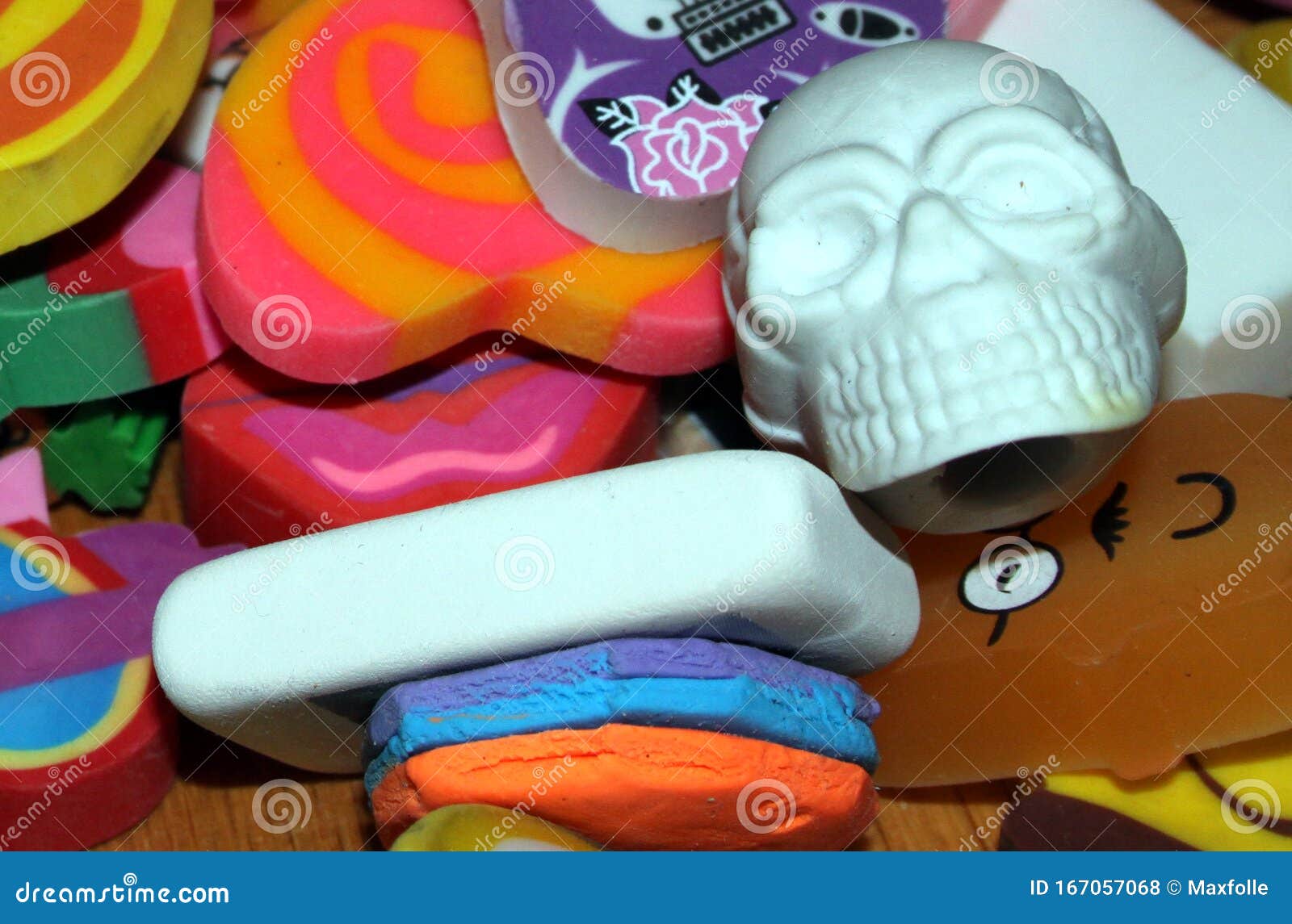 A Small Collection of Colored Erasers Stock Photo - Image of object ...