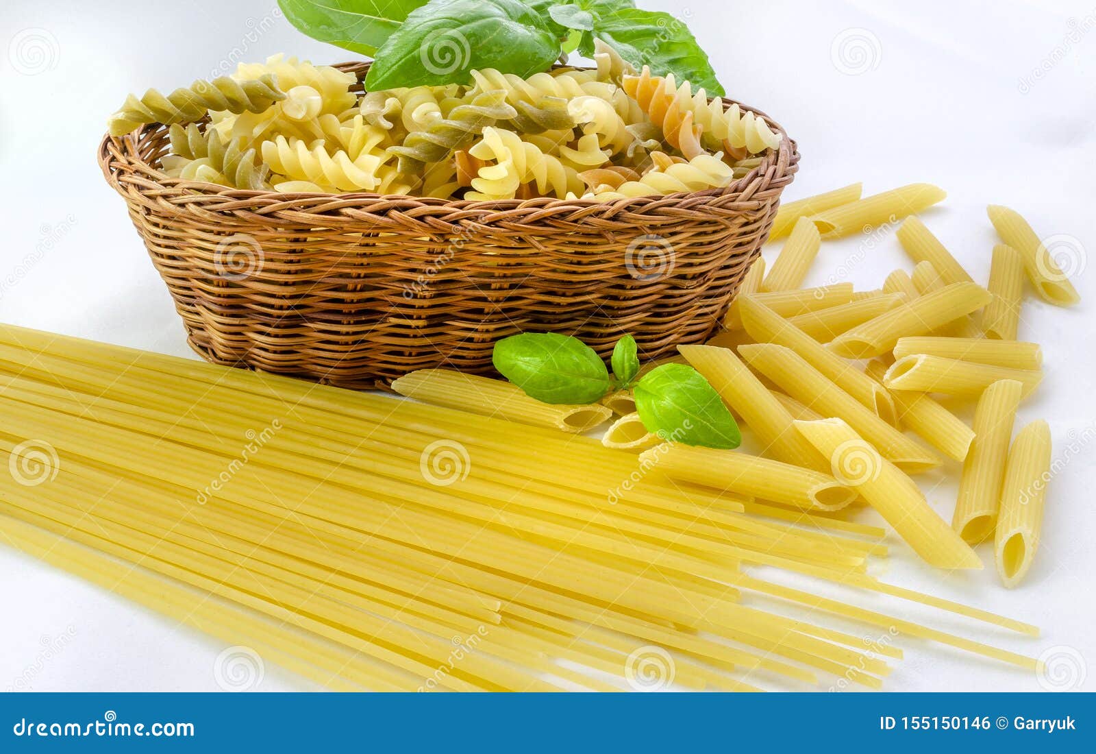 A Small Collection of Fresh Uncooked Pasta. Stock Photo - Image of ...