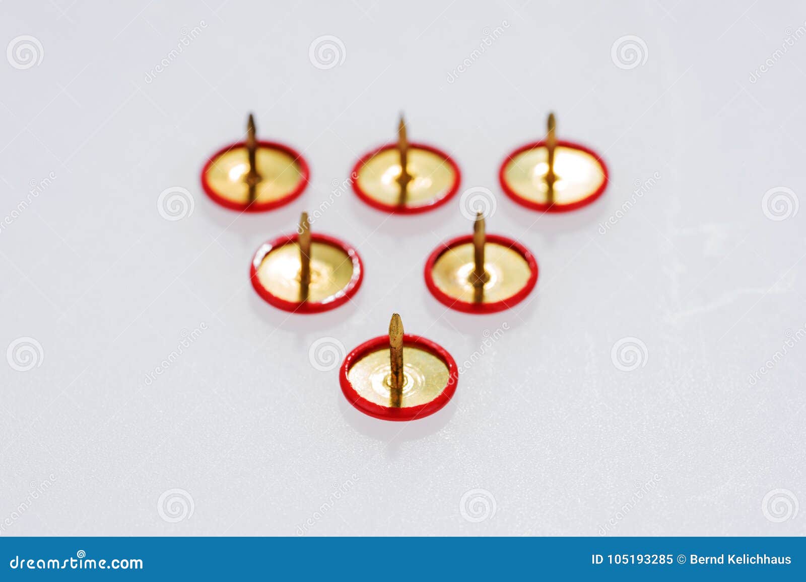 Small Collection of Thumbtacks on White Stock Image - Image of shadow ...