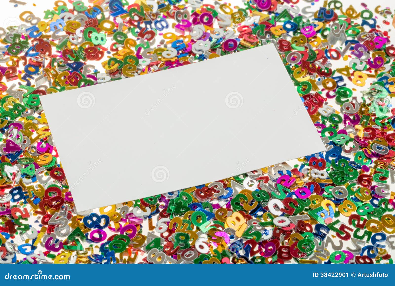 Small Color Numbers Confetti and Empty Card Stock Image - Image of ...