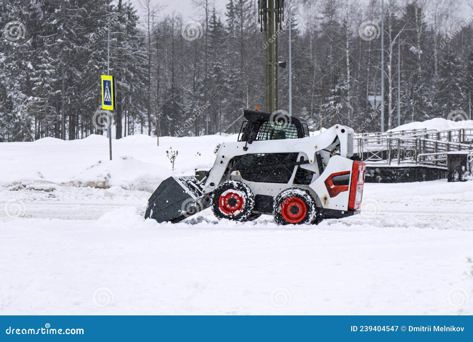 Small Color Tractor Clearing Snow Side View Editorial Photography ...