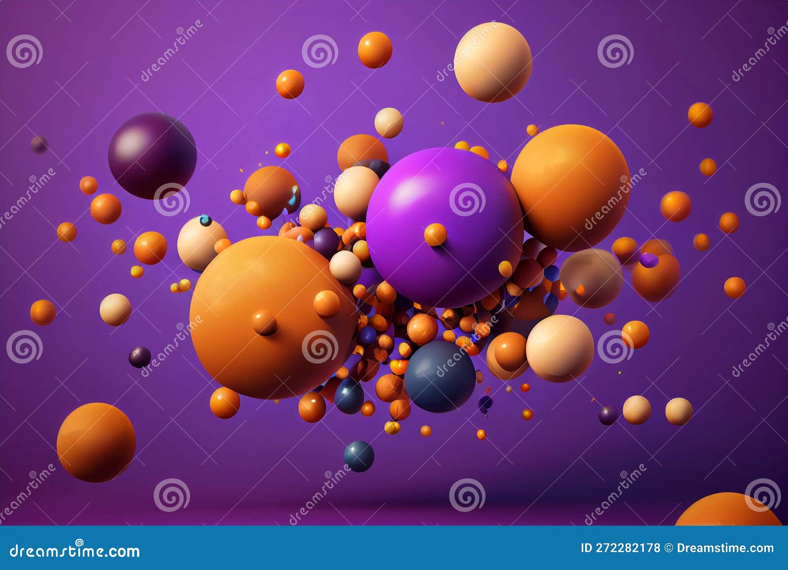 Small Colored Balls that Jump Up, on a Purple Background, Abstract 3D ...