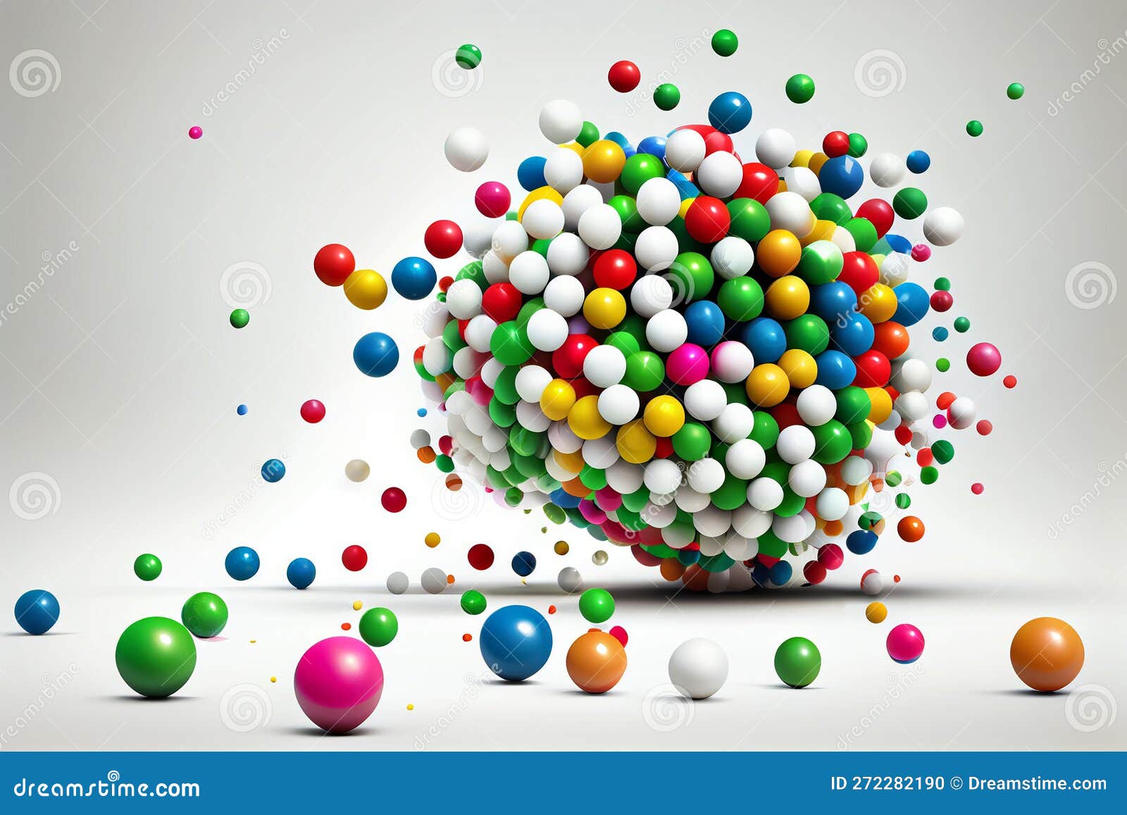 Small Colored Balls that Jump Up, on a White Background. Abstract 3D ...
