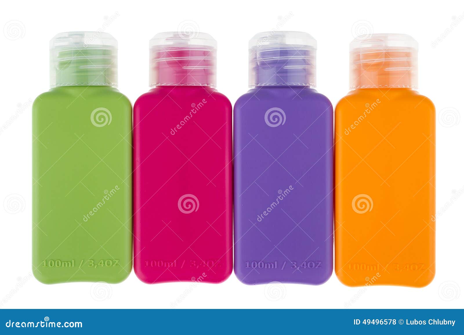 Small Colored Plastic Bottles for Traveling Stock Photo - Image of ...