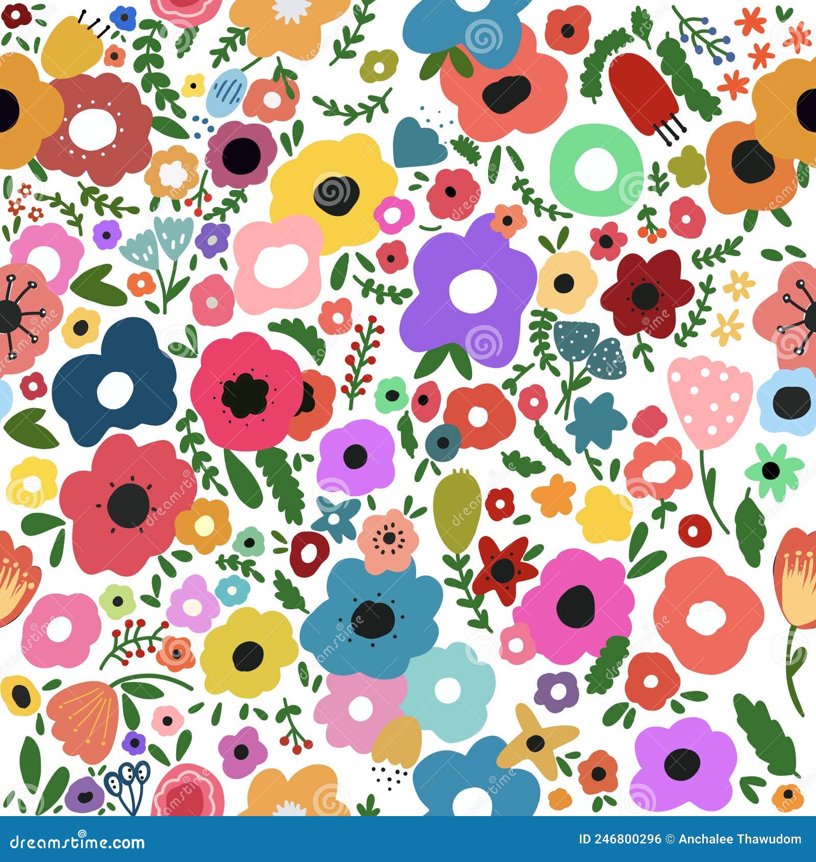 Small colorful flowers. stock illustration. Illustration of cute ...