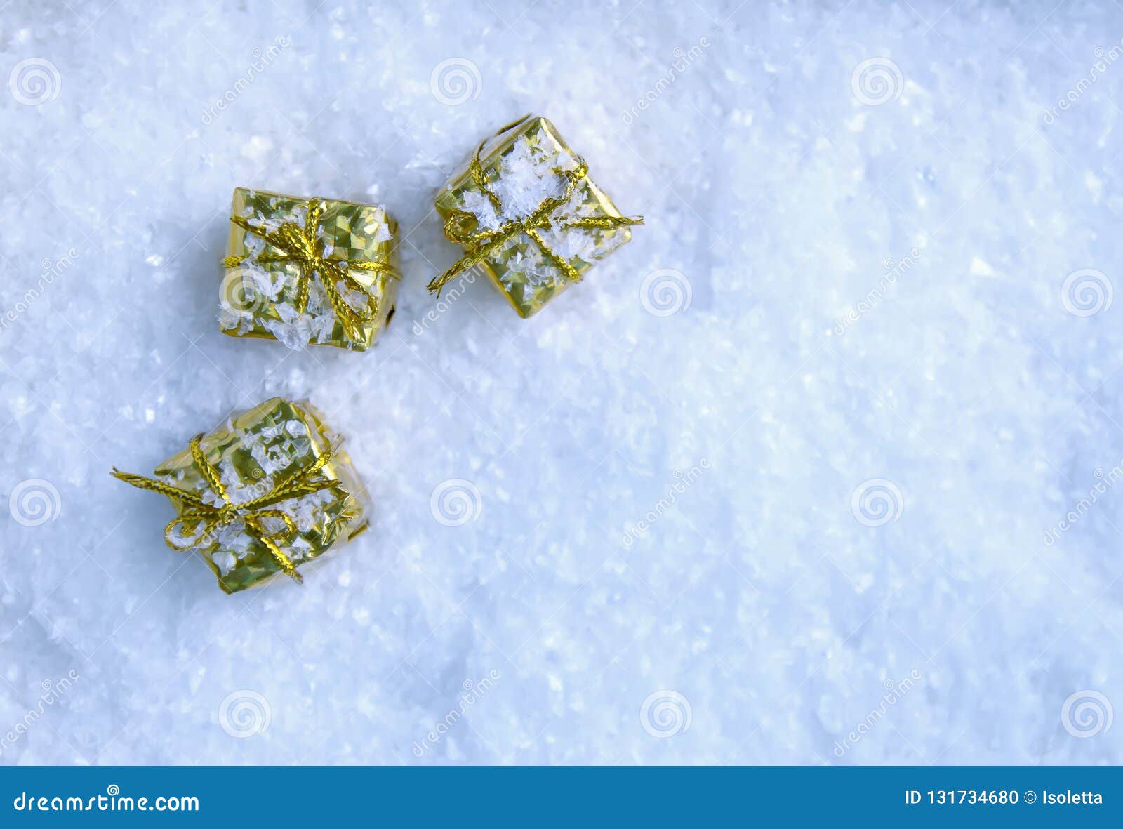 Small Colorful Gift Boxes on Fluffy Snow. Winter Design Elements Stock ...