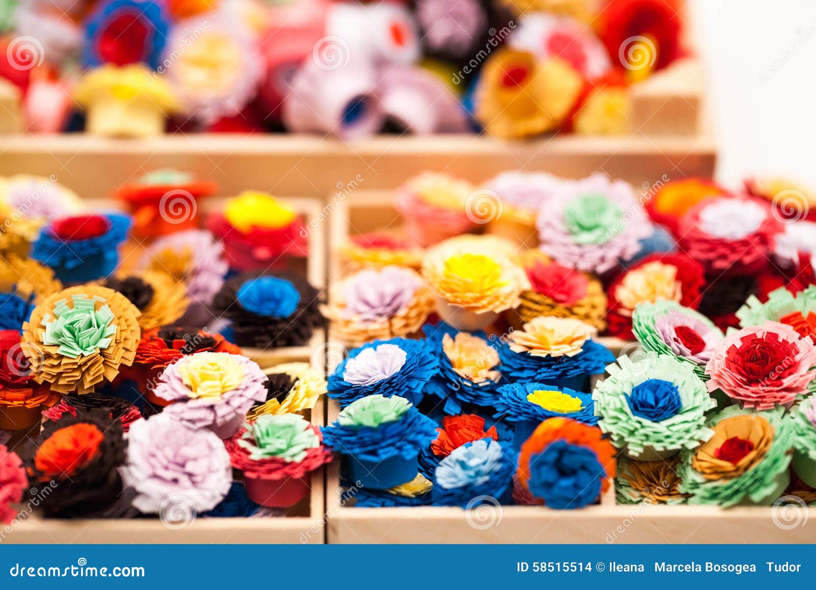 Small, Colorful Paper Flowers Stock Photo - Image of background ...