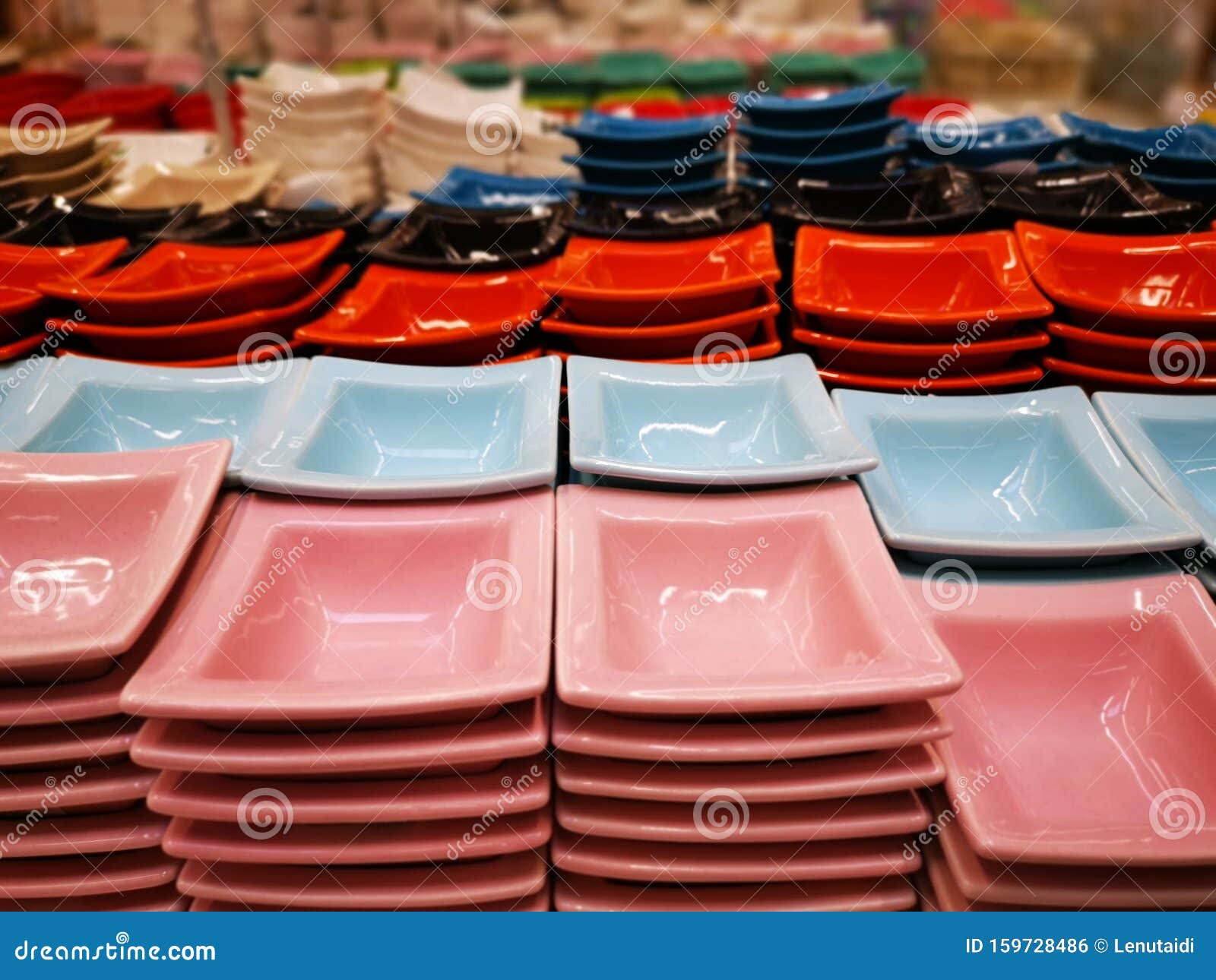 Small Colorful Plates for Snacks Stock Photo - Image of sales, table ...