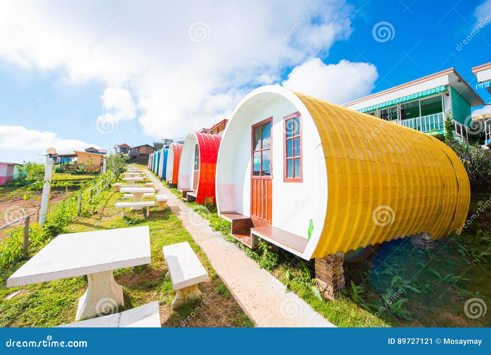 Small and Colorful Resort on the Mountain Stock Image - Image of rest ...