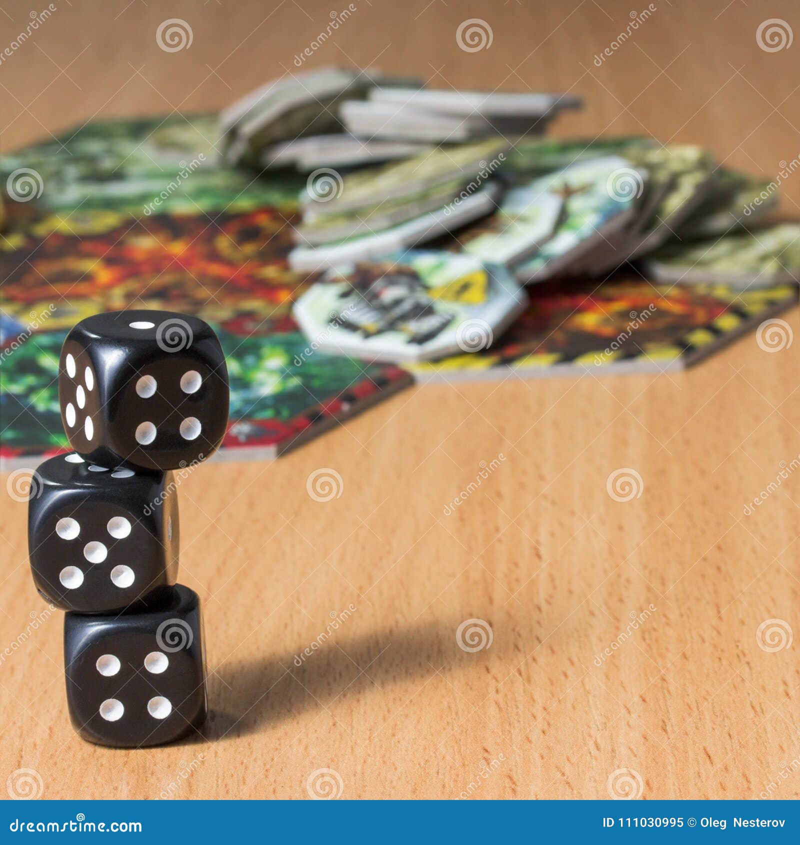 Column Of Dice And One Hand Placing Them On Top Of Each Other Stock ...