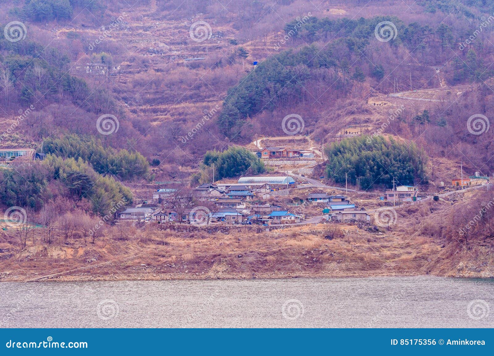 Small Community Surrounded by Trees in a Valley Stock Photo - Image of ...